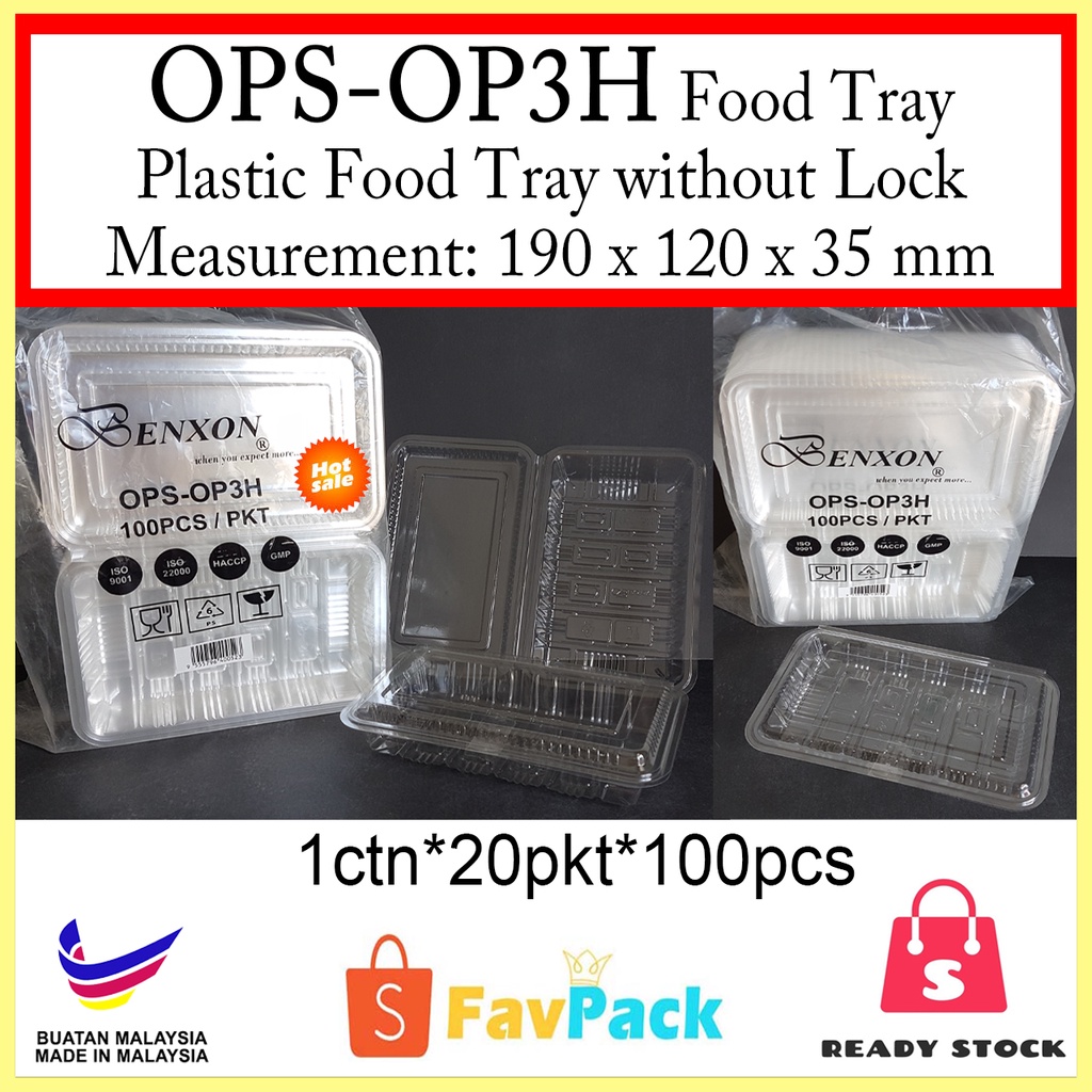 OPS-OP3H (BENXON) Plastic Food Tray without Lock / Disposable Clear ...