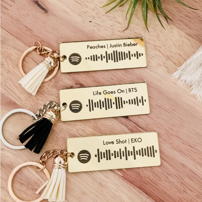 Spotify Keychain Acrylic Scannable Rectangle Clear Gold | Shopee Malaysia