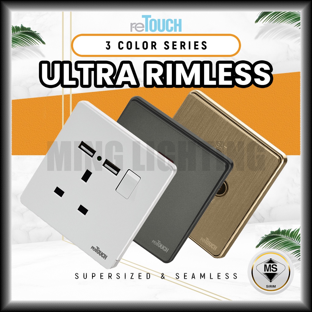 [SIRIM] Retouch Ultra Rimless Modern Socket Wall Switch Door Bell ...