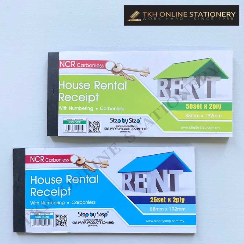 NCR Carbonless House Rental Receipt Book SBS with Numbering | Shopee ...