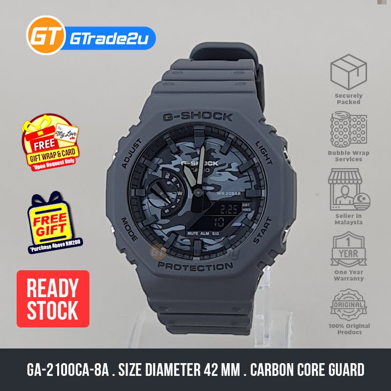 Original G Shock Men GA-2100CA-8A GA2100CA-8A Digital Carbon Core Tmj Camouflage Watch [READY ...