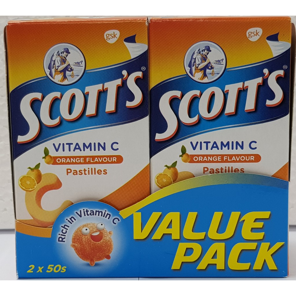 Scott's Vitamin C Pastilles Orange Flavour (50's / 50'sx2) [Exp: 07/ ...