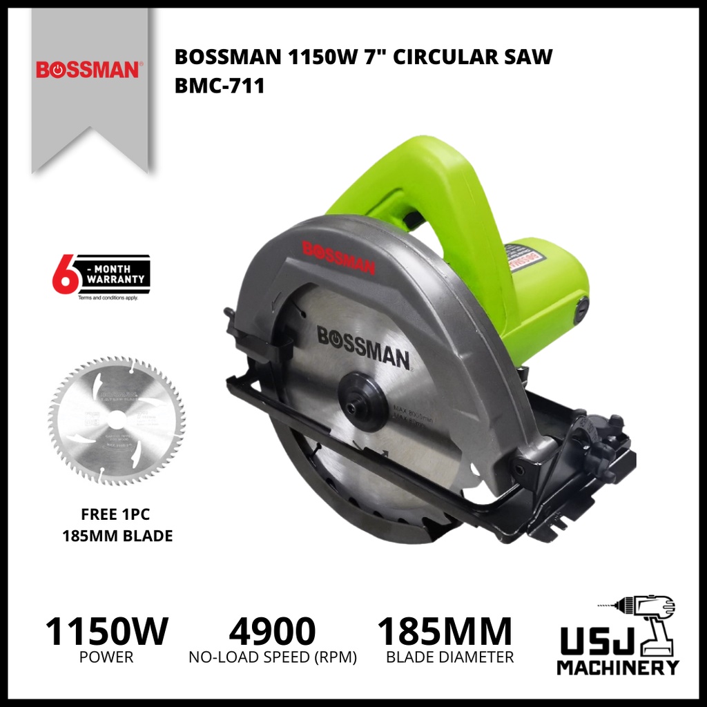 BOSSMAN 185MM Circular Saw BMC-711 | 6 Months Warranty | Shopee Malaysia