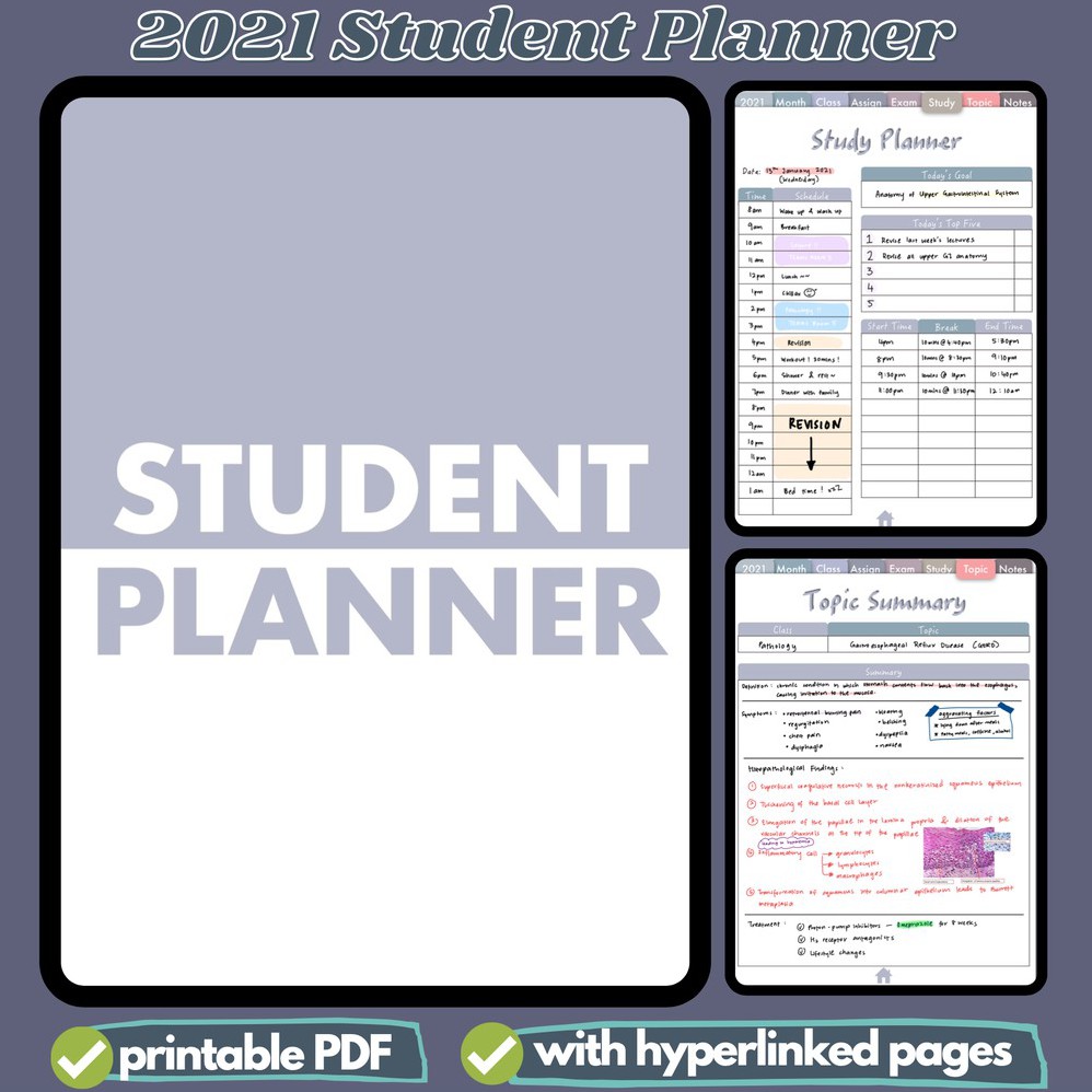 2021 Student Planner || Printable PDF || Revision Planner || 2021 ...