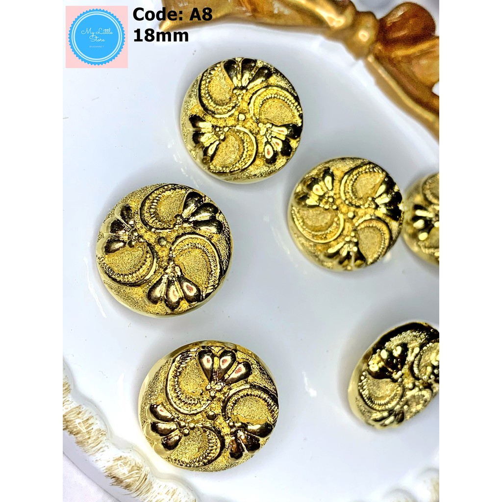 Butang Emas Premium Gold Button 6pcs DIY Accessories Fashion 18mm 15mm ...