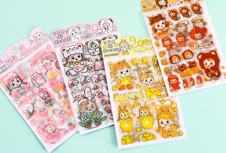 4Pcs Cute Sticker PET Waterproof Stickers Unicorn Sticker Diary Journal ...