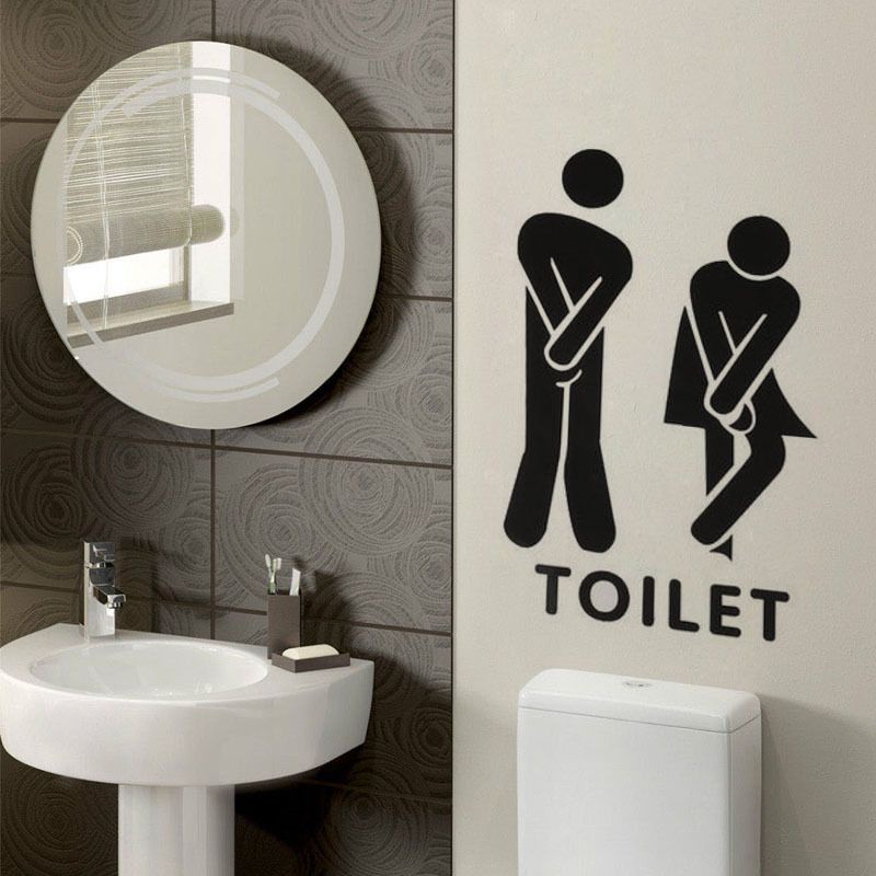 1 Sheet Creative Funny Man Woman Toilet Sign Wall Stickers / DIY ...