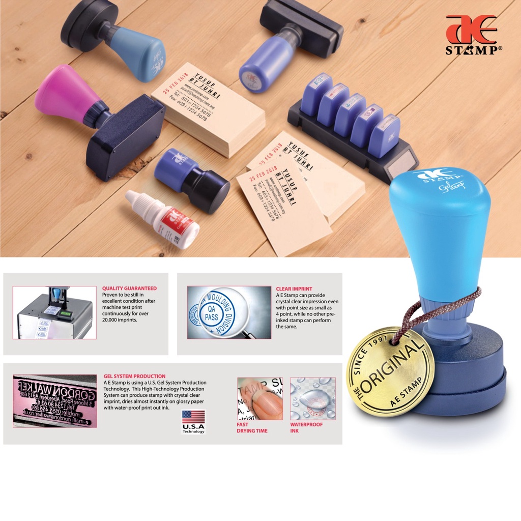 AE Gel Stamp Cop Nama Stamp Chop Nama Rubber Stamp Name Stamp Chop Self ...