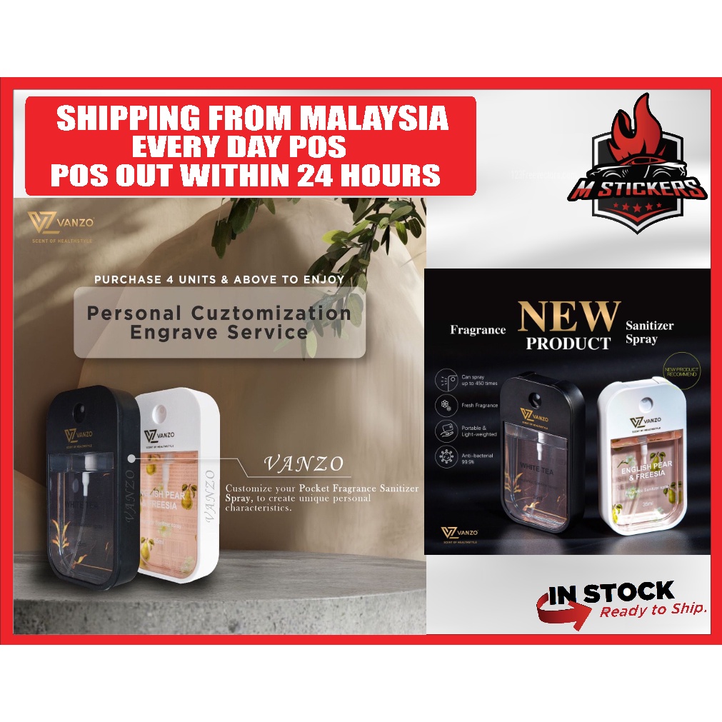 [READY STOCK] VANZO Pocket Sanitizer Spray with Fragrance English Pear ...