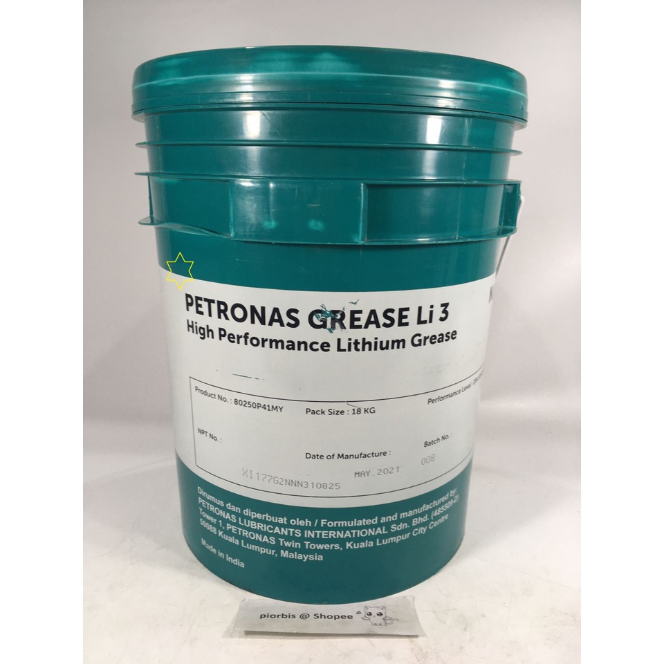 PETRONAS GREASE Li 3 HIGH PERFORMANCE LITHIUM GREASE 18 KG BEARING ...