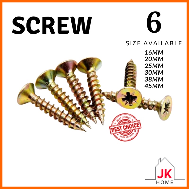 JK Screw Skru 1 pack/50 biji for chipboard Cabinet Rak Dinding kabinet ...