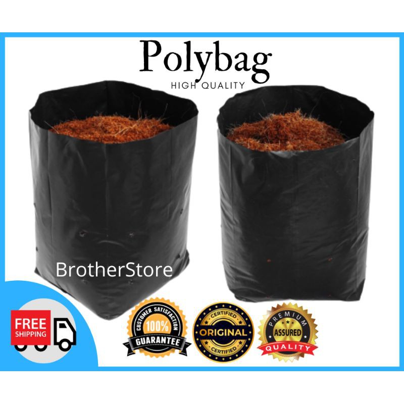 Black Polybag UV Thick Fertigasi Polibag Hitam Nursery Plastik | Shopee ...