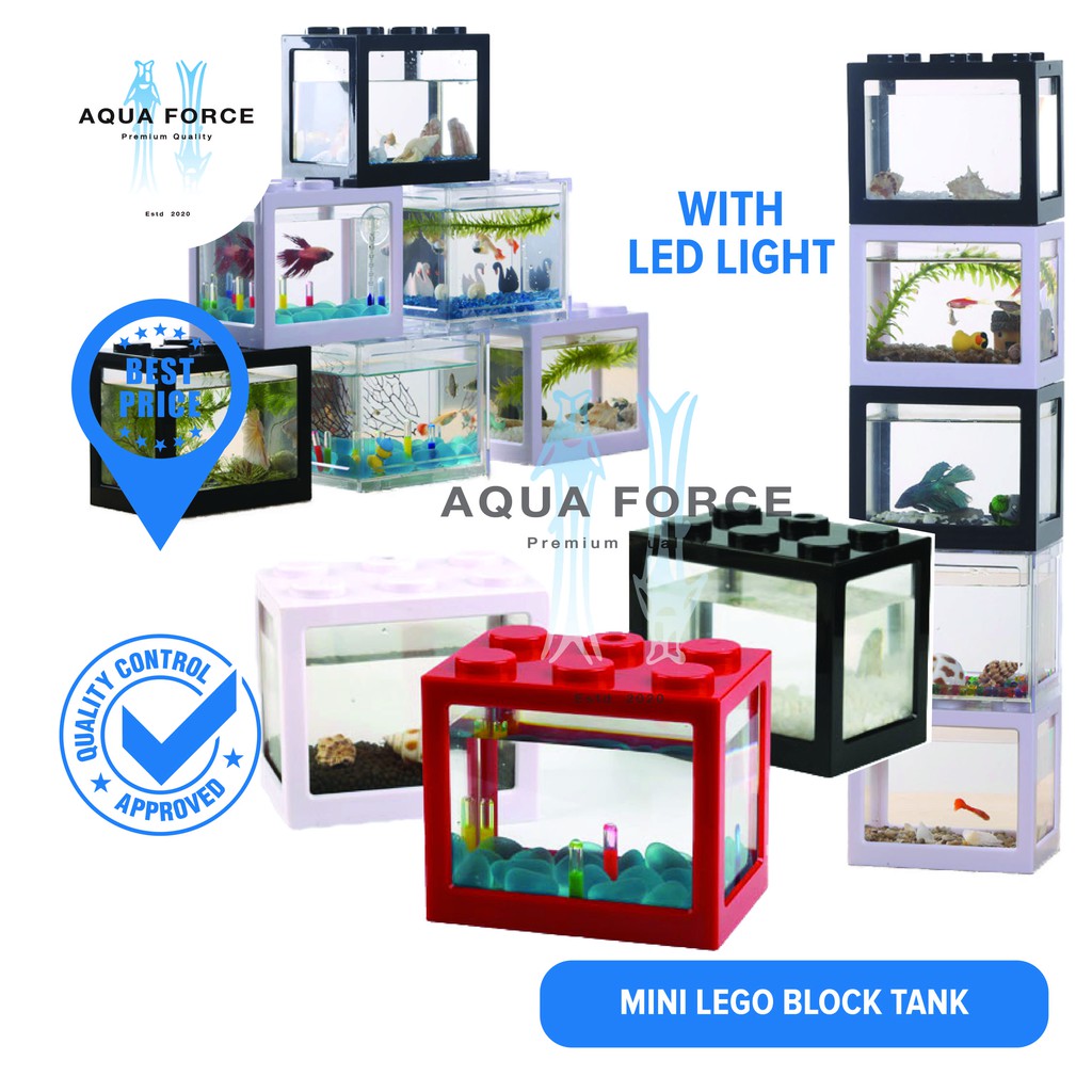 AQUARIUM MINI LEGO BLOCK TANK BETTA / GUPPY TANK / BUILDING BLOCK / ANT ...