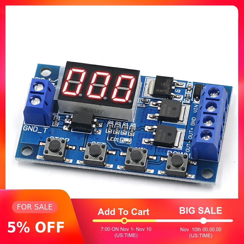Dc 12v 24v Dual Mos Led Digital Delay Relay Trigger Cycle Timer Delay