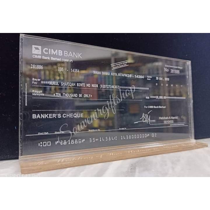Mockup cheque acrylic customade | Shopee Malaysia