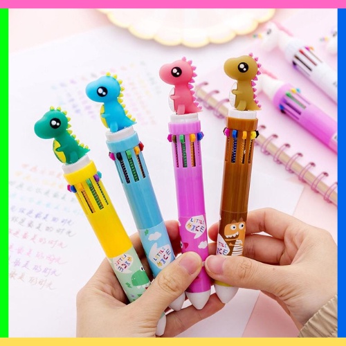 Cute Dinosaur 10 colour Ballpoint Pen Multi- colour pen Office School ...