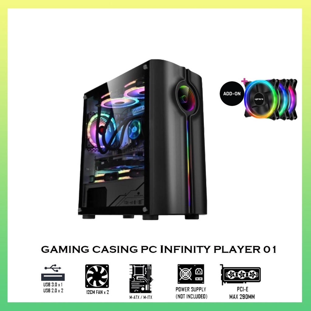 (NEW GAMING DIY CASING ) GAMING CASING PC INFINITY PLAYER 01 WITH RGB ...