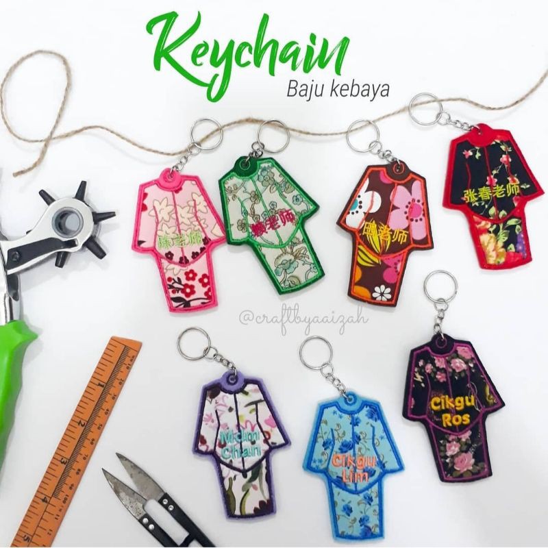 Keychain Baju Kebaya / Baju Kurung / Cheongsam (sulam nama) | Shopee ...