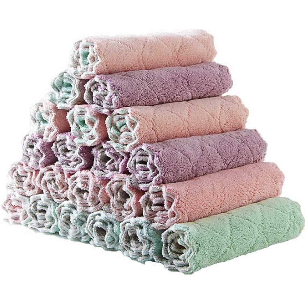 Thick Coral Fleece Double-sided Absorbent Rag Household Cleaning Cloth ...