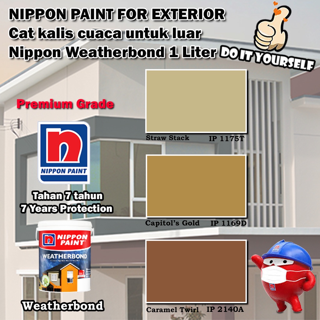 Nippon Paint Weatherbond Exterior collection 1 Liter Straw Stack 1175T ...