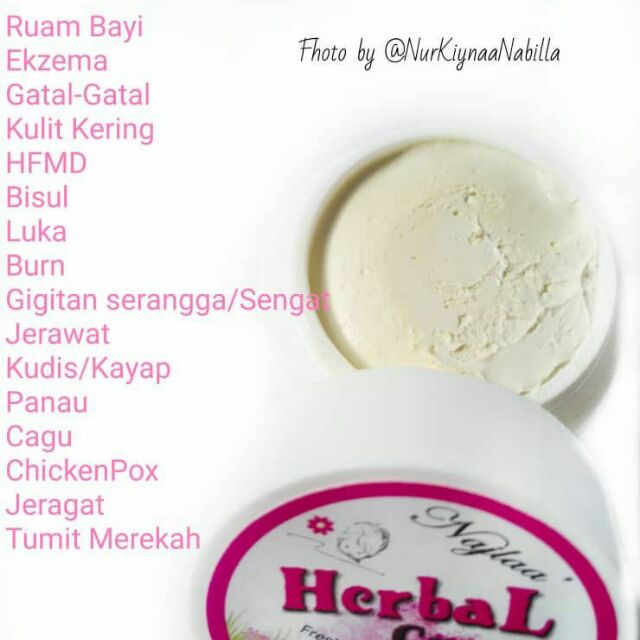Herbal Cream Najlaa (ruam pampers,ruam panas,ezema,luka,gatal,jerawat ...