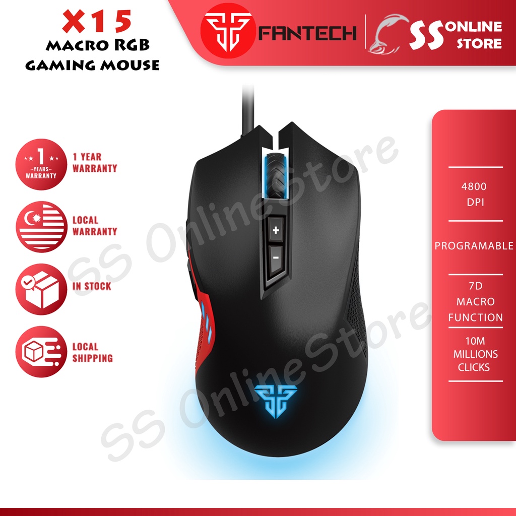 Fantech x15 phantom macro rgb programable gaming mouse 4800dpi 7 macro ...