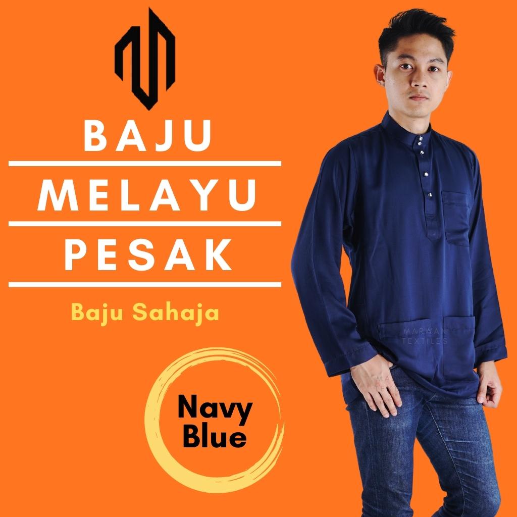 Baju Melayu Pesak( Baju Sahaja) Warna Navy Blue | Shopee Malaysia
