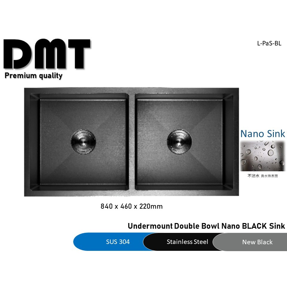 Black Stainless Steel Nano Kitchen Sink, Handmade Sink, Undermount ...