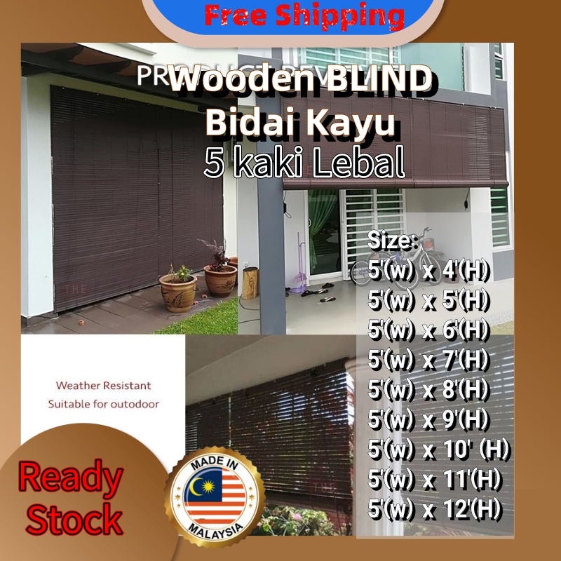 MY1034 (5FT Lebal x 4~12FT Tinggi) PREMIUM QUAL Outdoor Bidai Kayu ...