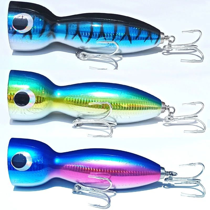 Top water fish lure popping....wooden popper kayu 150g free hook。。。gt ...