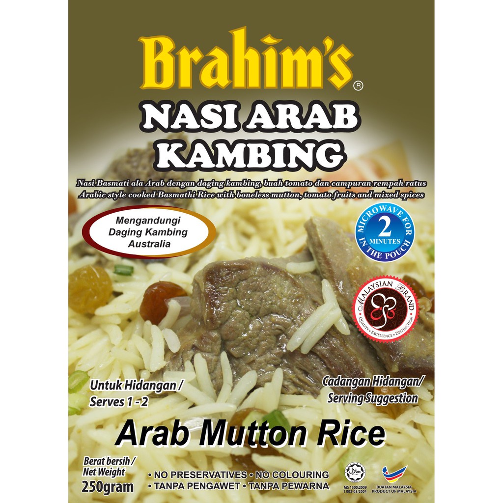 Brahim's Nasi Arab Kambing 250g | Arab Mutton Rice - Meals Ready To Eat ...