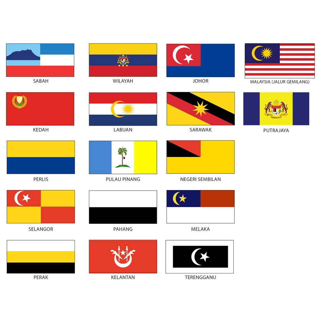 2"X4" ALL STATE POLYESTER FLAG SET /SEMUA NEGERI BENDERA MALAYSIA ...