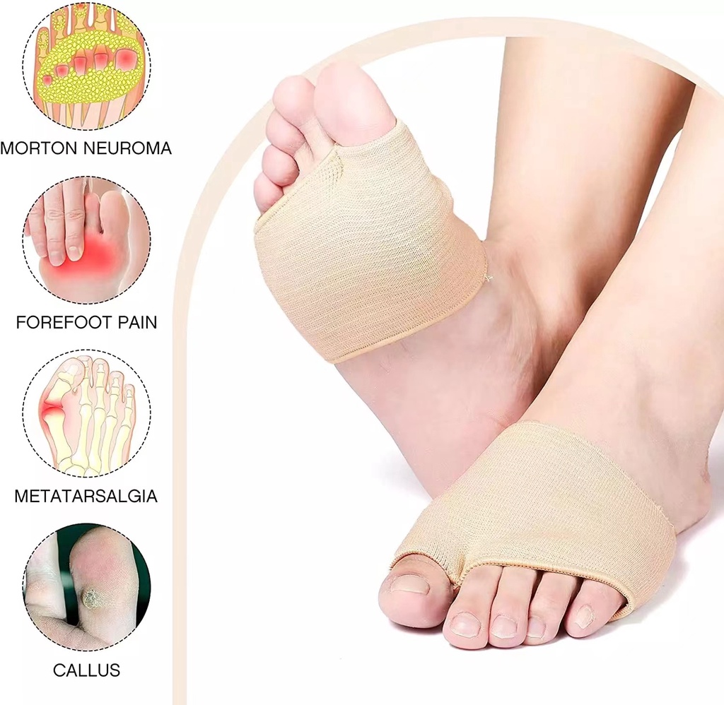 Gel Sleeve Painful Metatarsal Heads Forefoot Pads Support Metatarsalgia ...