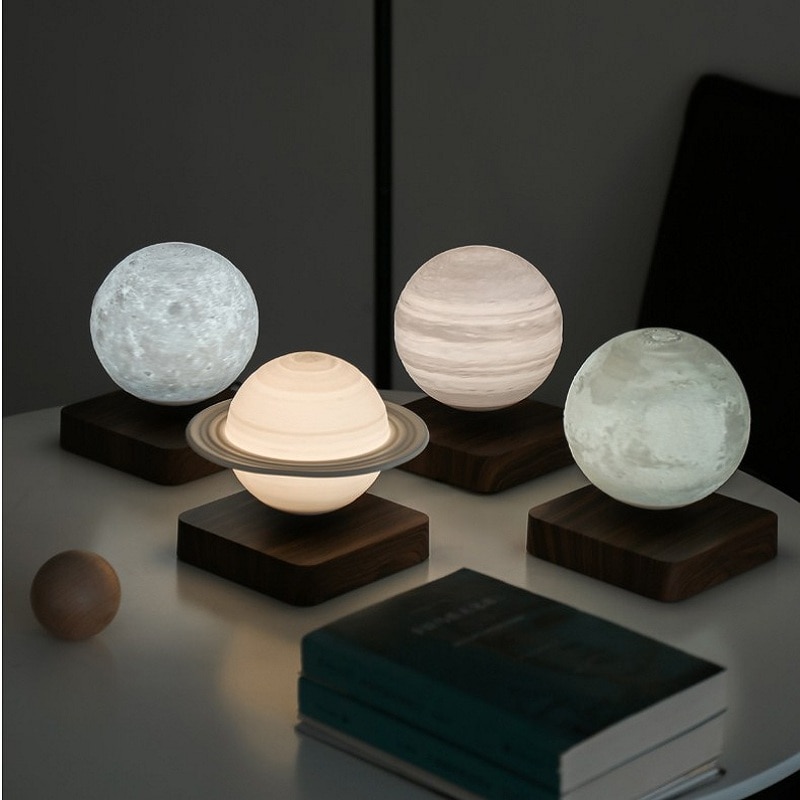 Night Light Creative 3D Magnetic Levitation Moon Lamp Rotating ...