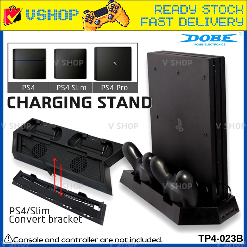 DOBE PS4/Slim/Pro Console Vertical Stand with Twin Cooling Fans Dual ...