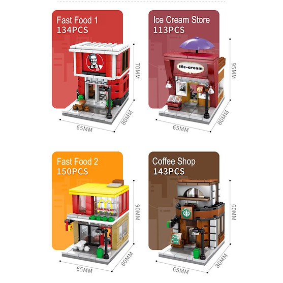 4 in 1 SEMBO BLOCK MINI STREET BUILDING BLOCK SET SD6010-SD6013 / 4 ...