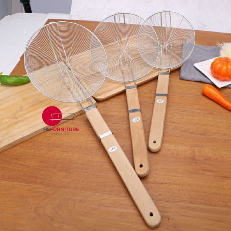 Stainless Steel Food Colander with wood handle/Oil Strainer / Oil ...