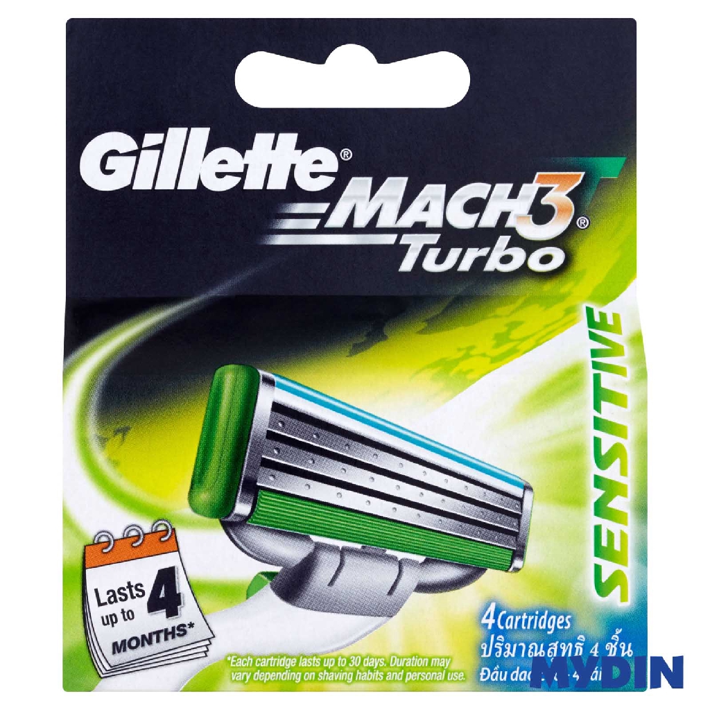 Gillette Mach3 Turbo Sensitive 4 Cartridges | New PGMall