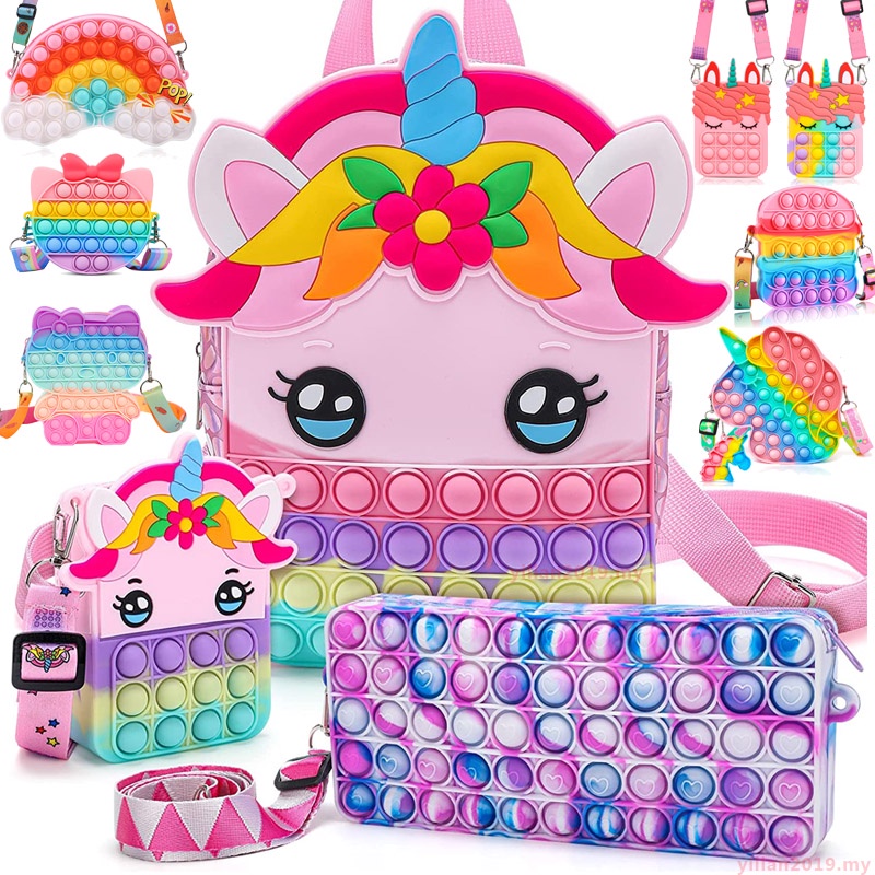 Pop Bag Backpack for Girls Pop Purse Pop It Fidget Toys Pop Crossbody ...