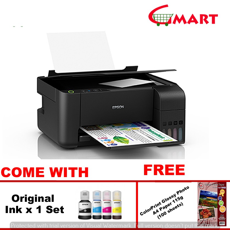 Epson Ecotank L3110 Allinone Ink Tank Printer Comes With