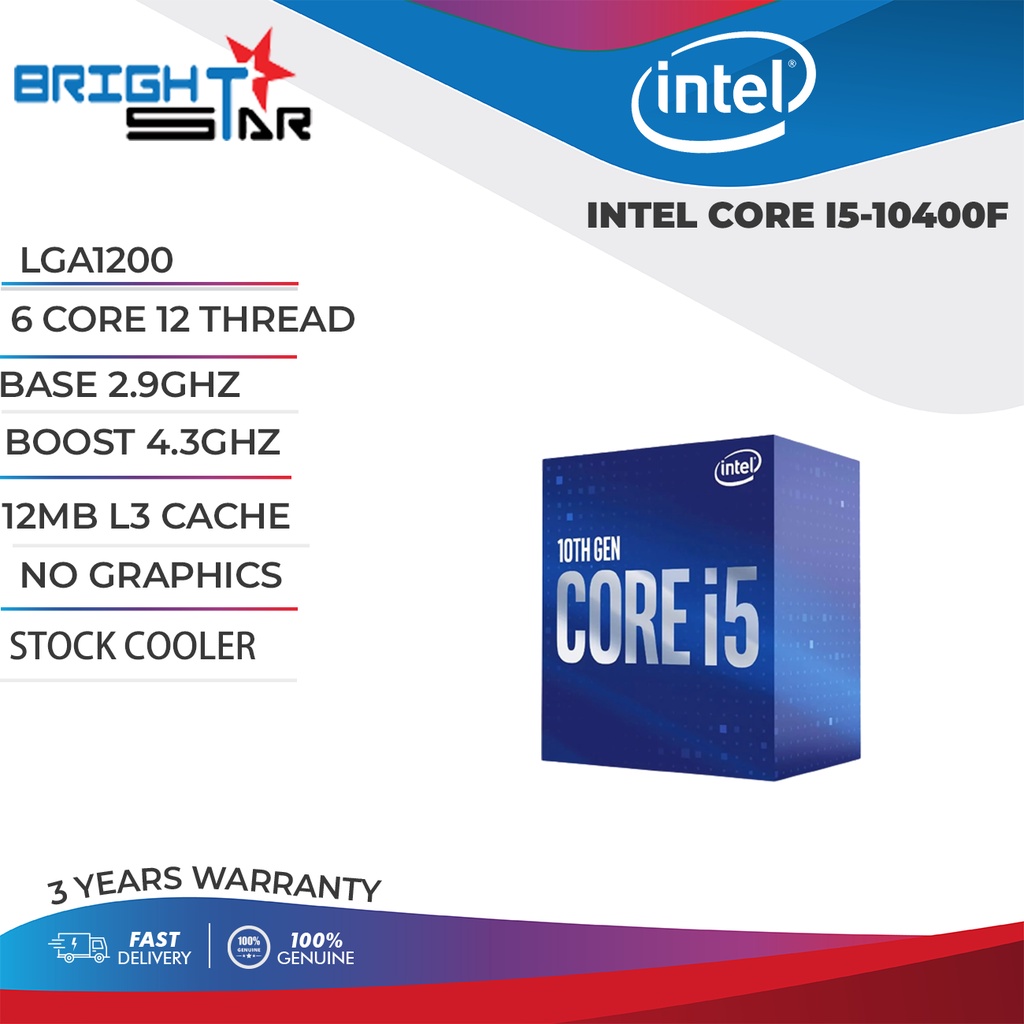 PROCESSOR INTEL CORE I5-10400F / LGA1200 / 6 CORE 12 THREAD / BASE 2 ...