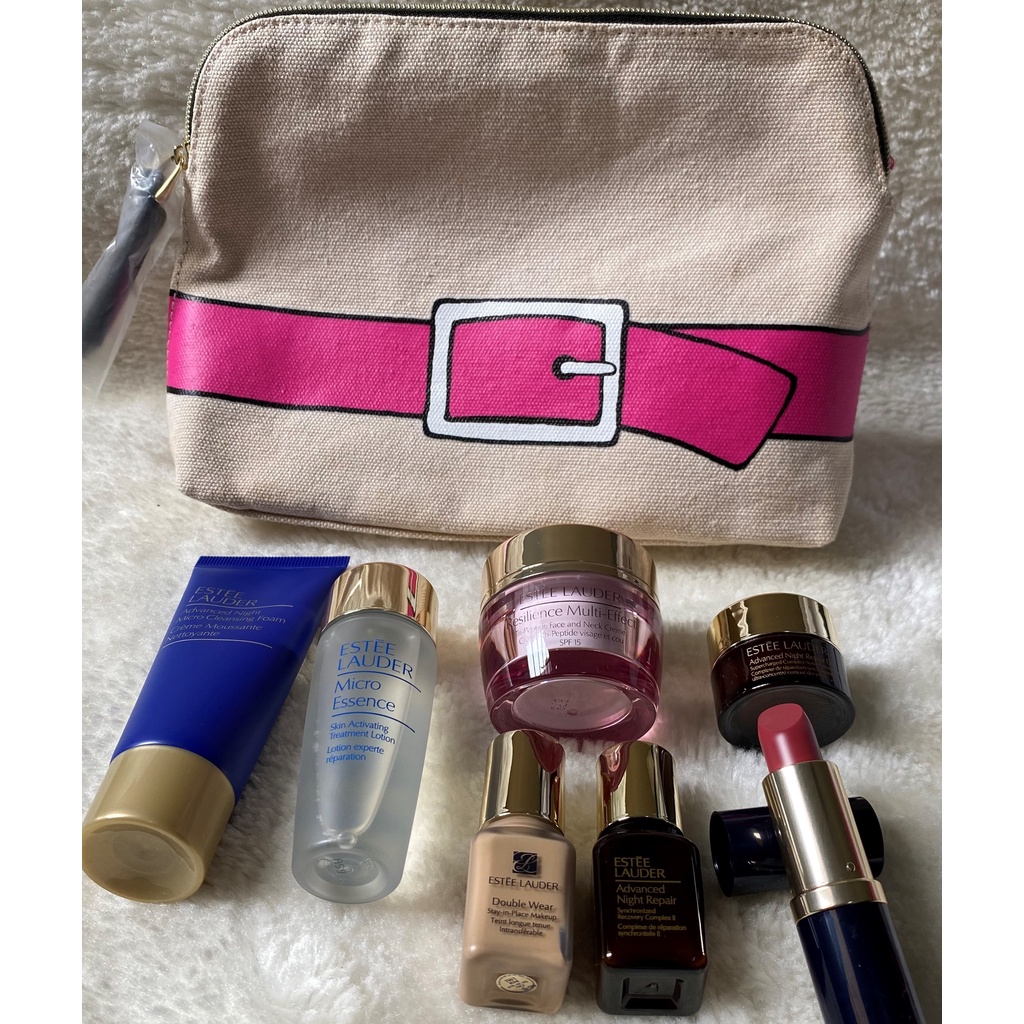 Estee Lauder 8 pieces travel set with makeup pouch | Shopee Malaysia