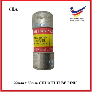 FUSEGEAR 30A 60A HRC Fuse Link Cut Out Fuse - Buatan MALAYSIA | Shopee ...