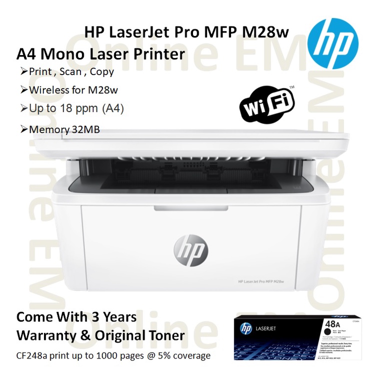 HP LaserJet Pro MFP M28a / M28w Print , Scan Copy , Wireless Printer ...