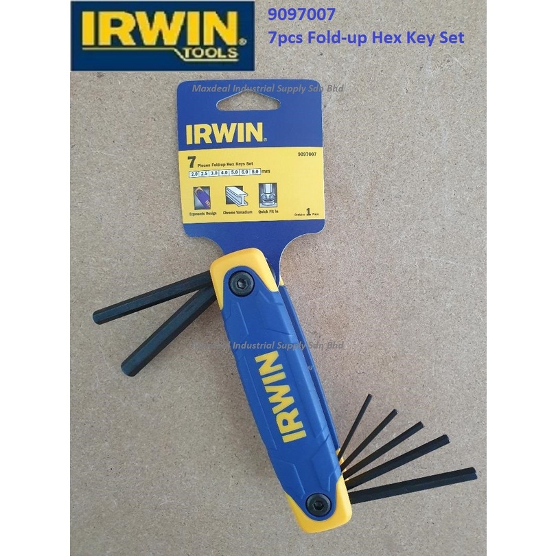 ORIGINAL Heavy Duty IRWIN 9097007 7pcs Fold-Up Hex Key Set / Allen Key ...