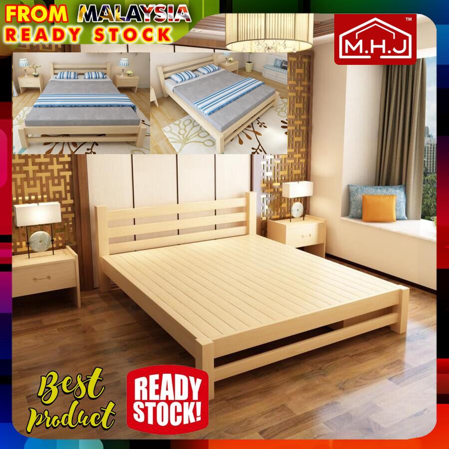 MHJ Furniture Art Design Queen Double Bed Frame / Katil Queen with ...