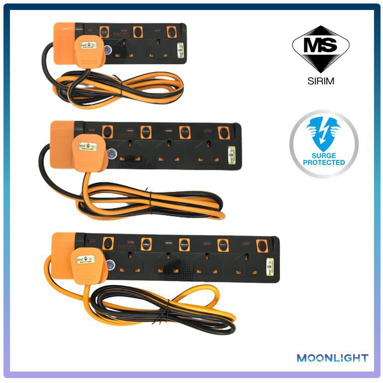 Heavy Duty Extension Plug Trailing Socket 3 4 5 Gang Way 2 Meter 5 Meter Wire Cable Soket