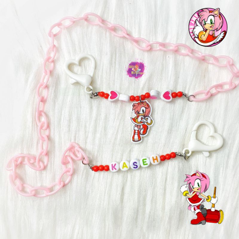 Amy Rose Sonic Face Mask Chain For Kids Amy Rose The Hedgehog Face Mask ...