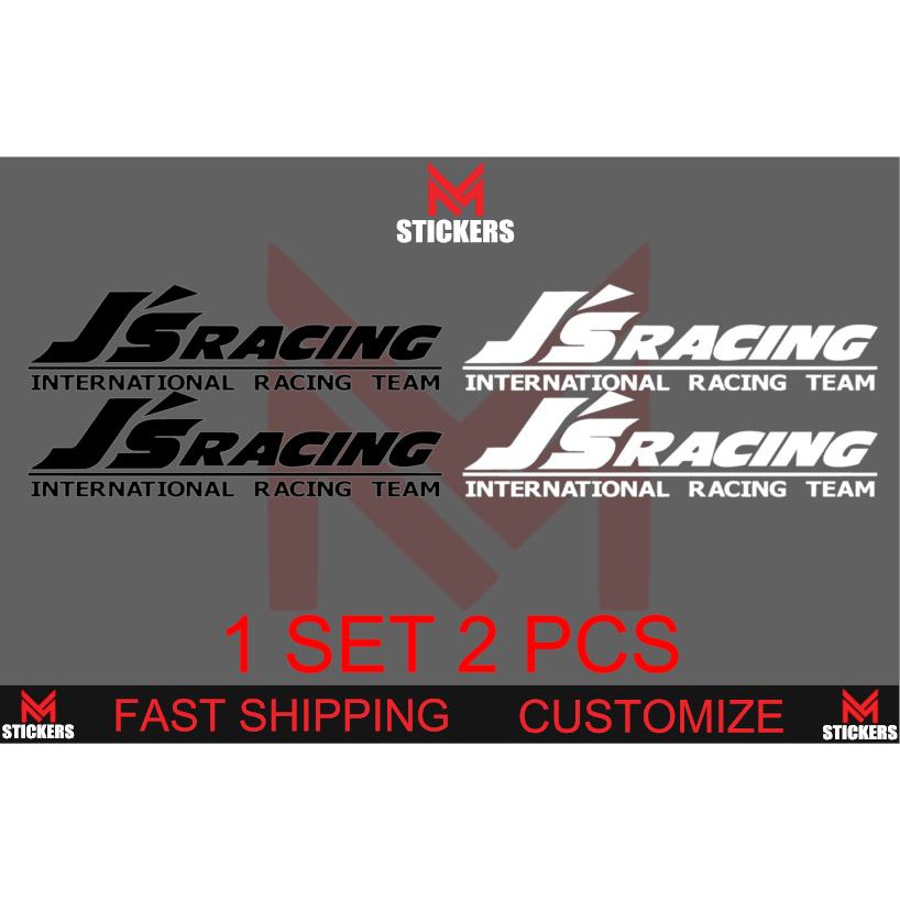 2PCS JS RACING INTERNATIONAL RACING TEAM CAR STICKER GT WING SPOILER ...