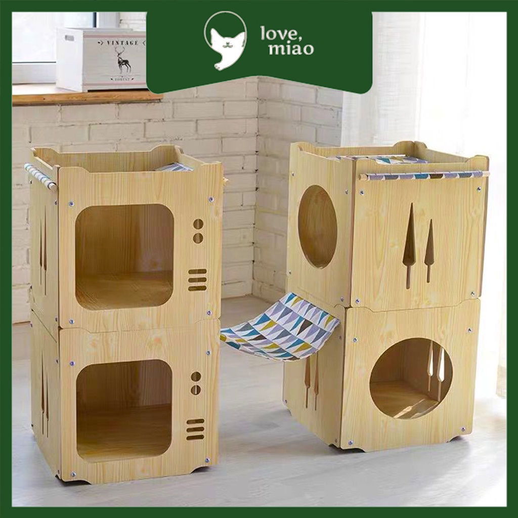 Cat House Cat Square Box Cat Wood Box Lego Cat House Wooden House Wood ...